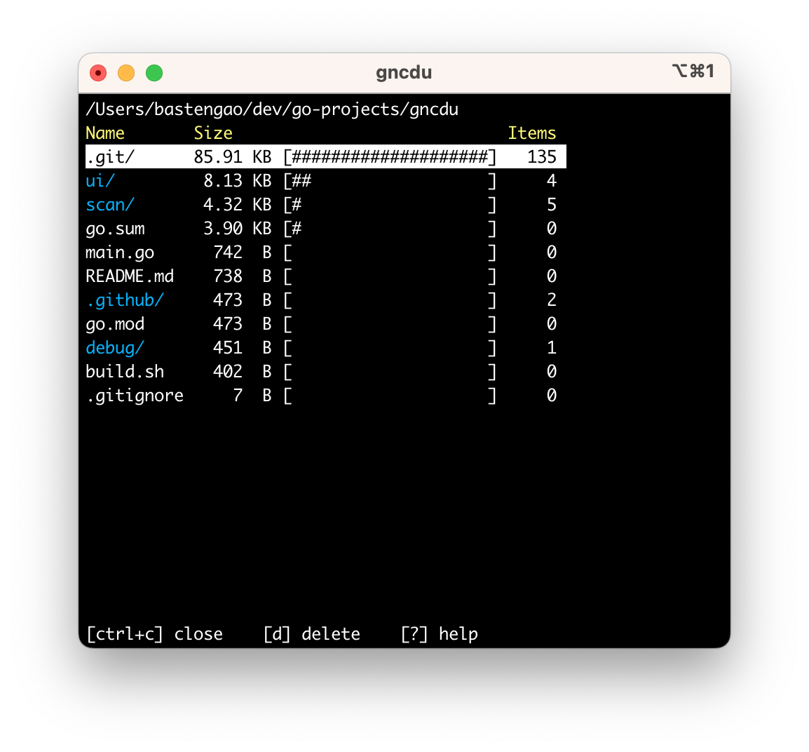 GitHub - bastengao/gncdu: Implements NCurses Disk Usage(ncdu) with golang