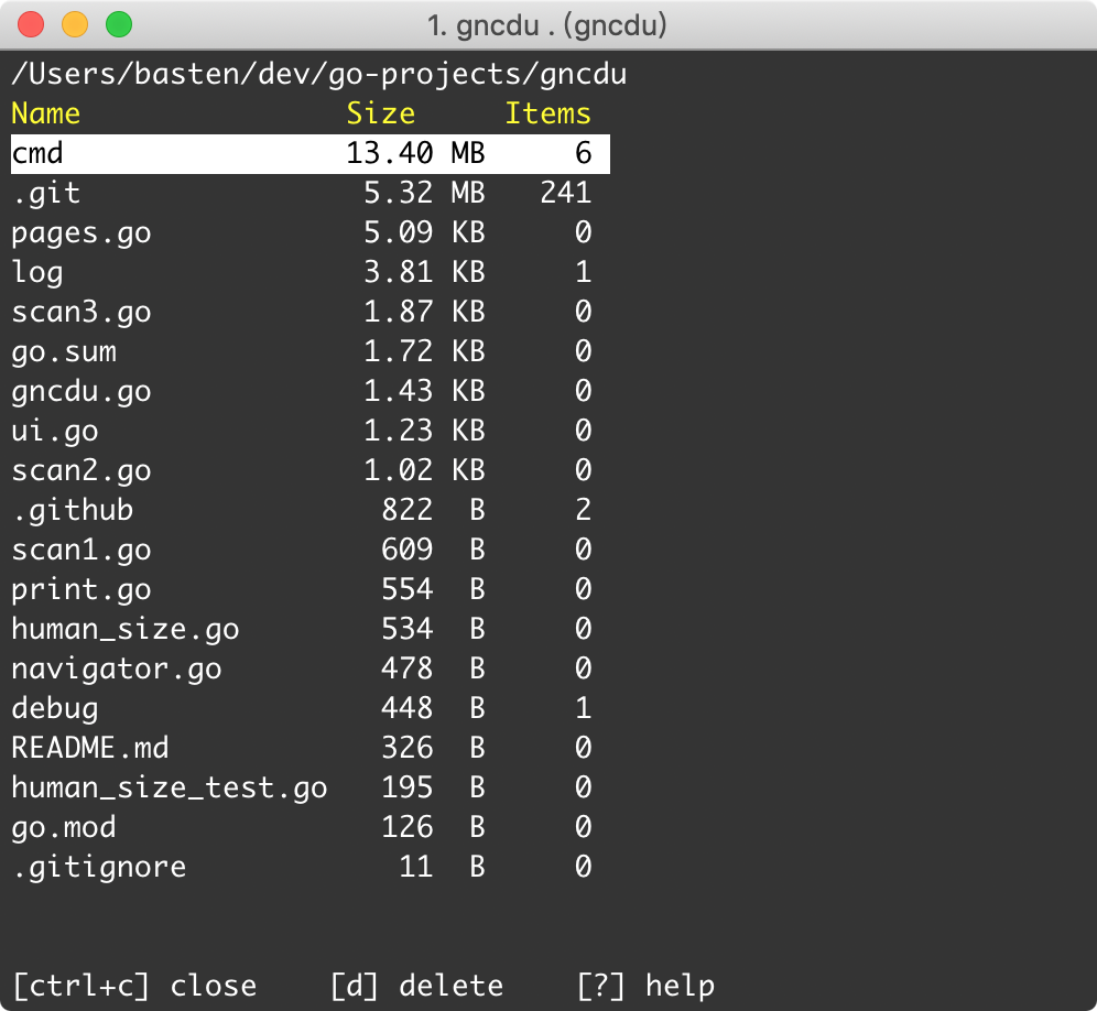 GitHub - bastengao/gncdu: Implements NCurses Disk Usage(ncdu) with golang